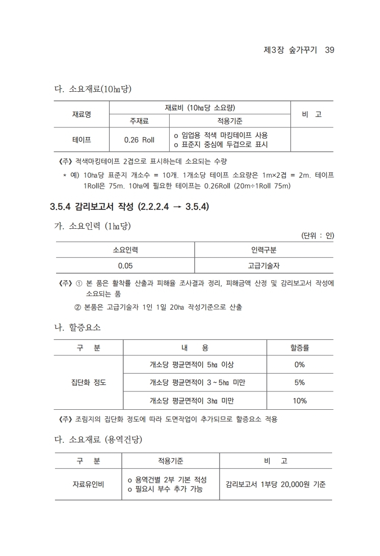 산지전용 산림사업표준품셈 1 3 기술부문설계 감리 숲가꾸기